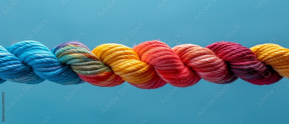 Team rope diverse strength connect partnership together teamwork unity ...