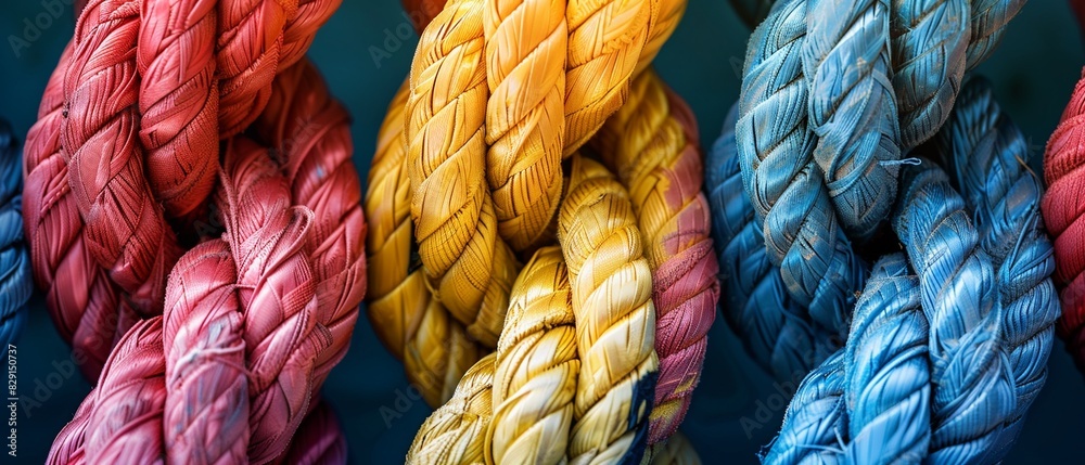 Team rope diverse strength connect partnership together teamwork unity ...