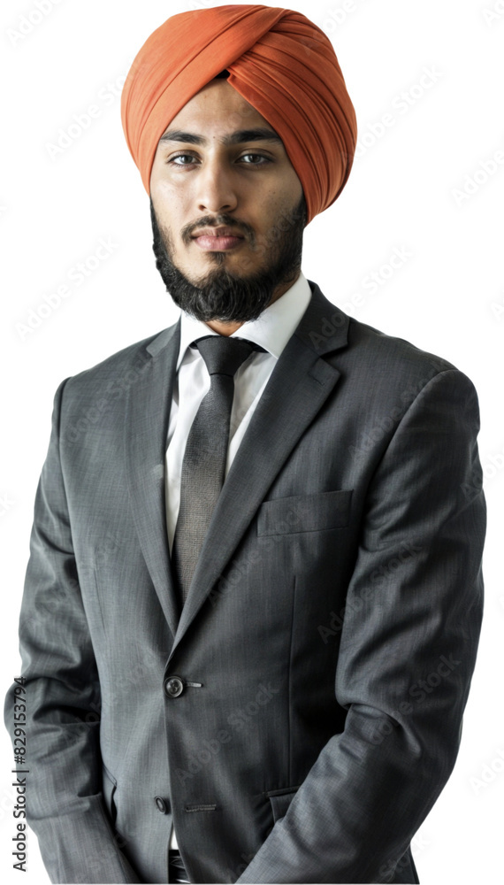 Confident Indian Man in Professional Business Attire with Orange Sikh ...