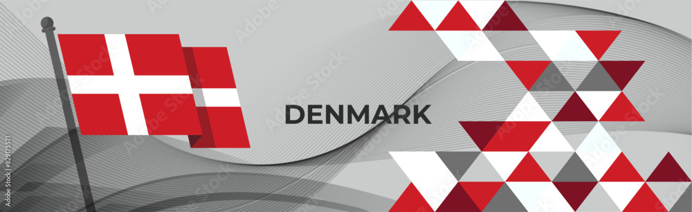 Denmark national day banner design. Danish flag theme graphic triangle ...