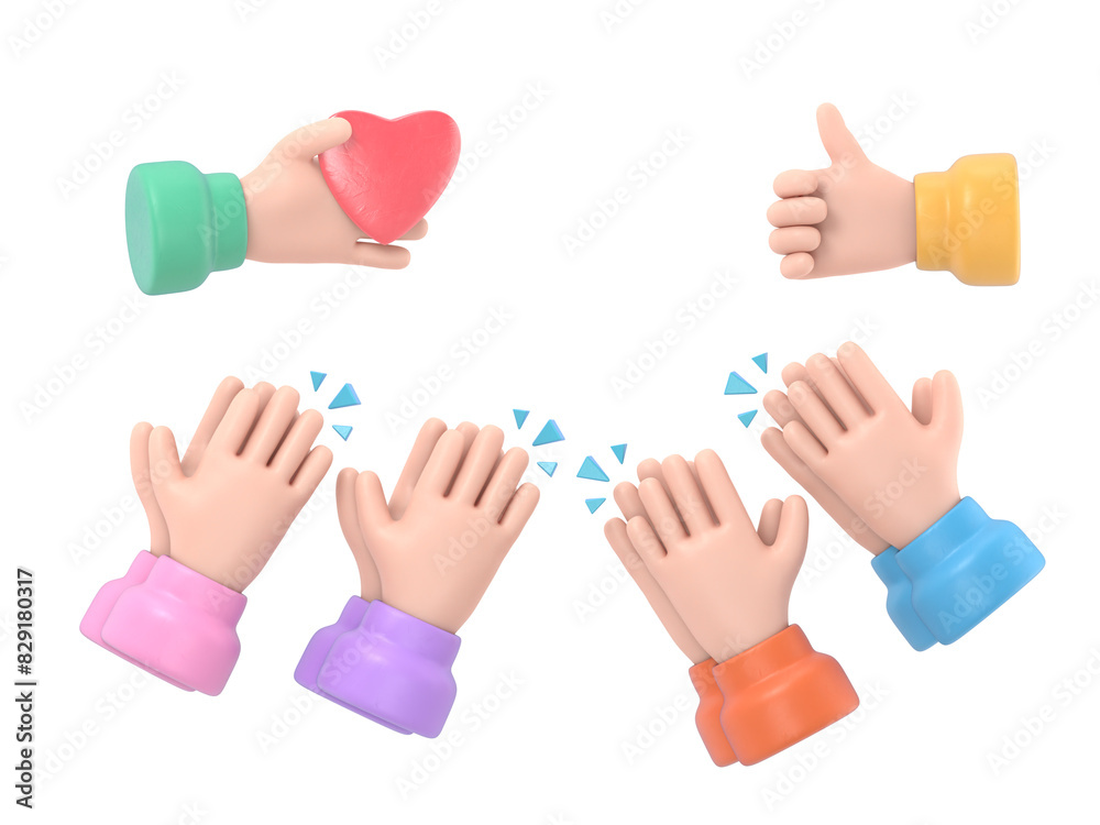 Transparent Backgrounds Mock-up.Set of people hands clapping, giving ...