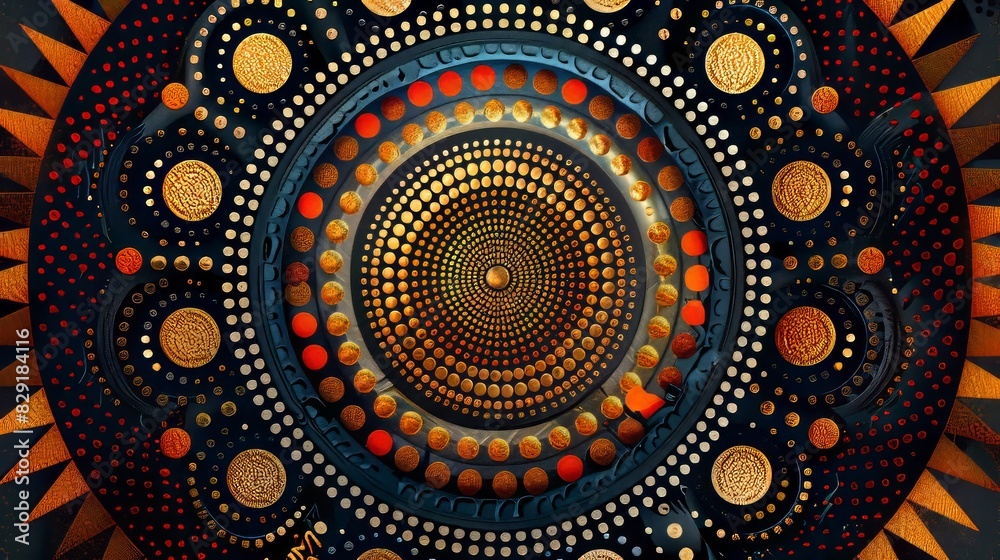 Shaded in red, African dot-and-circle geometric patterns often consist ...