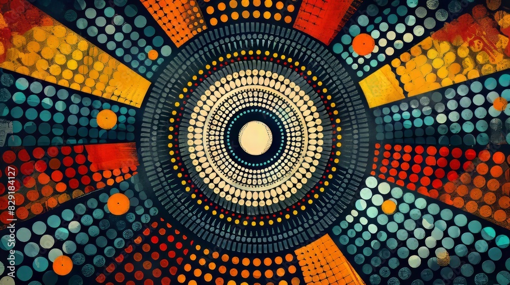 Shaded in red, African dot-and-circle geometric patterns often consist ...