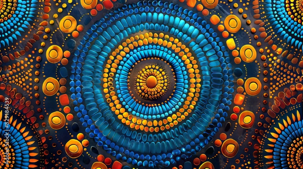 Shaded in blue, African dot-and-circle geometric patterns often consist ...