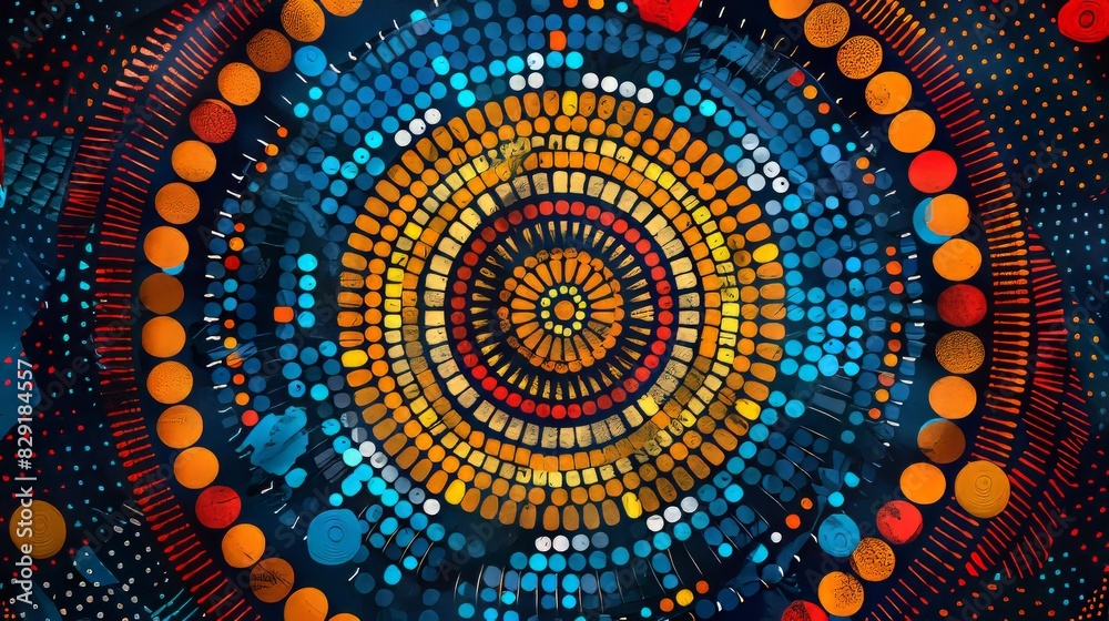 Shaded in blue, African dot-and-circle geometric patterns often consist ...