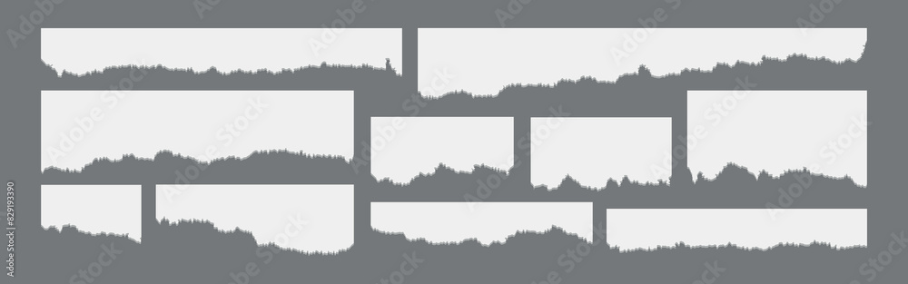 Torn edges of paper, craft design layered elements vector collection ...