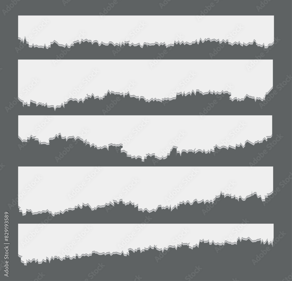 Paper torn strip stroke with cut stuck edges vector illustration. Blank ...