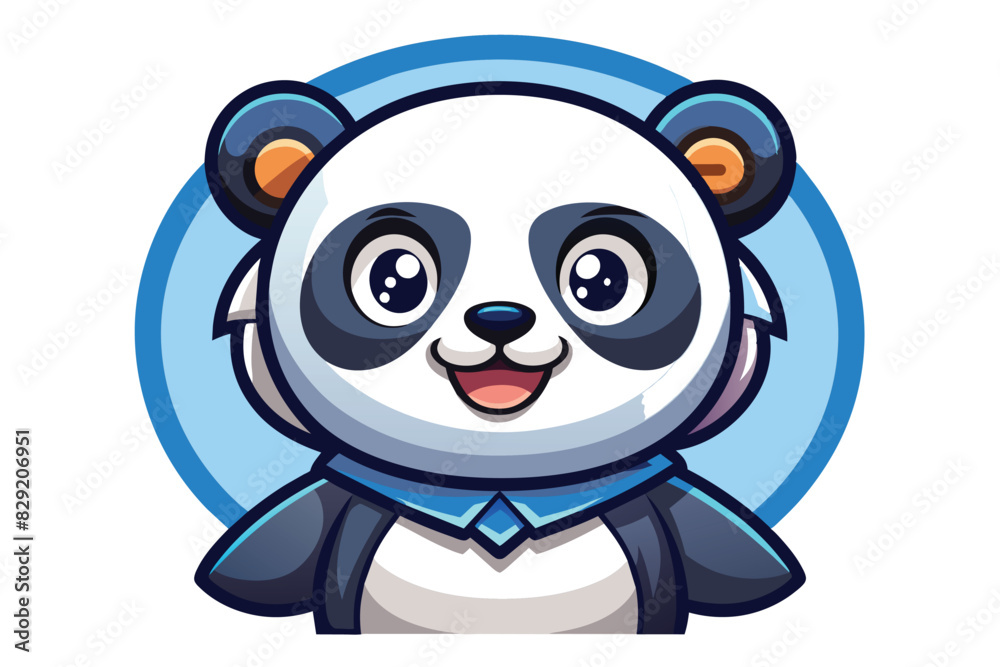 panda head logo vector illustration. Flat Vector Cute Cartoon Panda ...