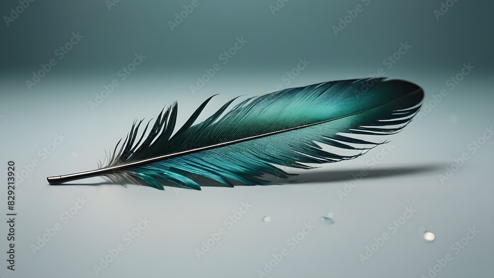 blue green feather isolated on transparent background cutout Stock ...