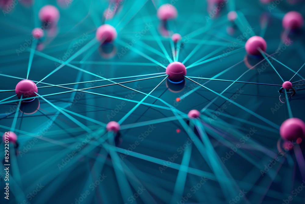 Teal blue wireframe combined with magenta plexus nodes for a striking ...