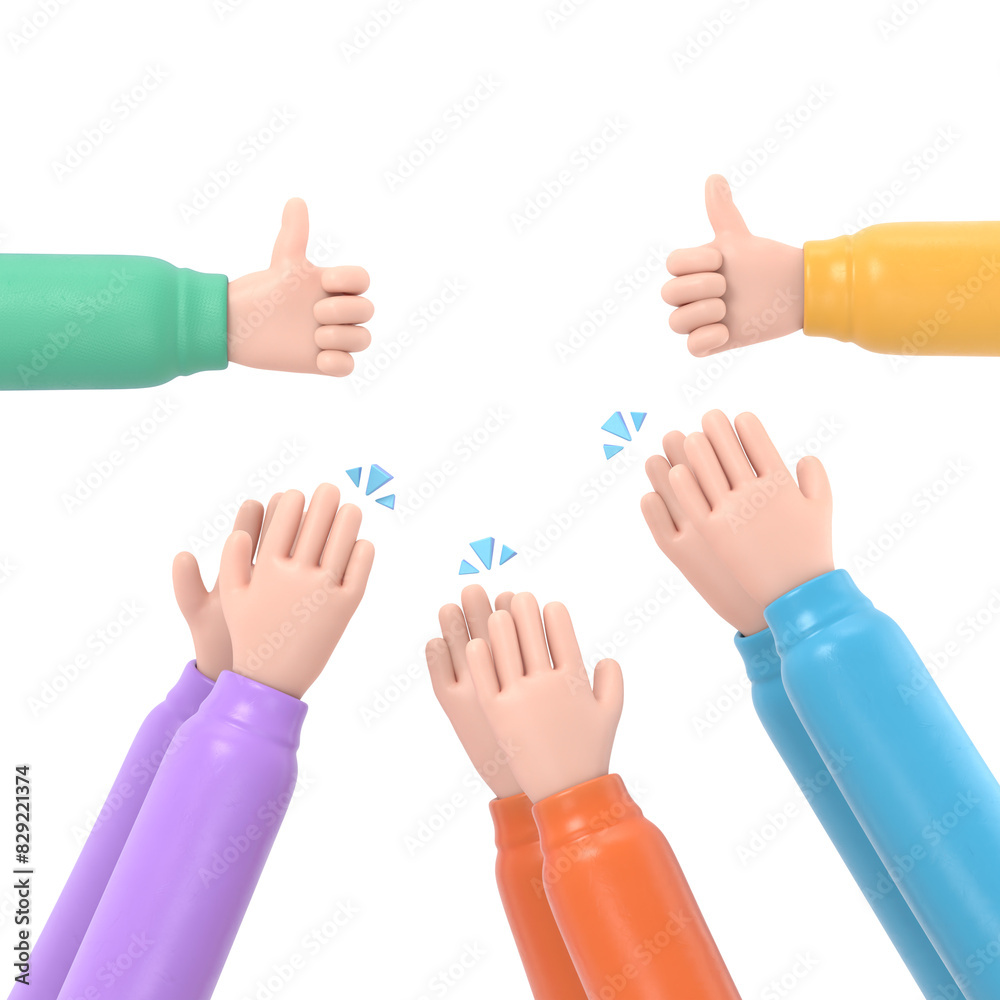 Set of people hands clapping, giving likes. Applause, ovation ...