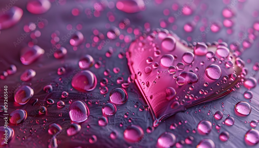 Heart shaped water droplets with love symbol multiple pink and dark ...