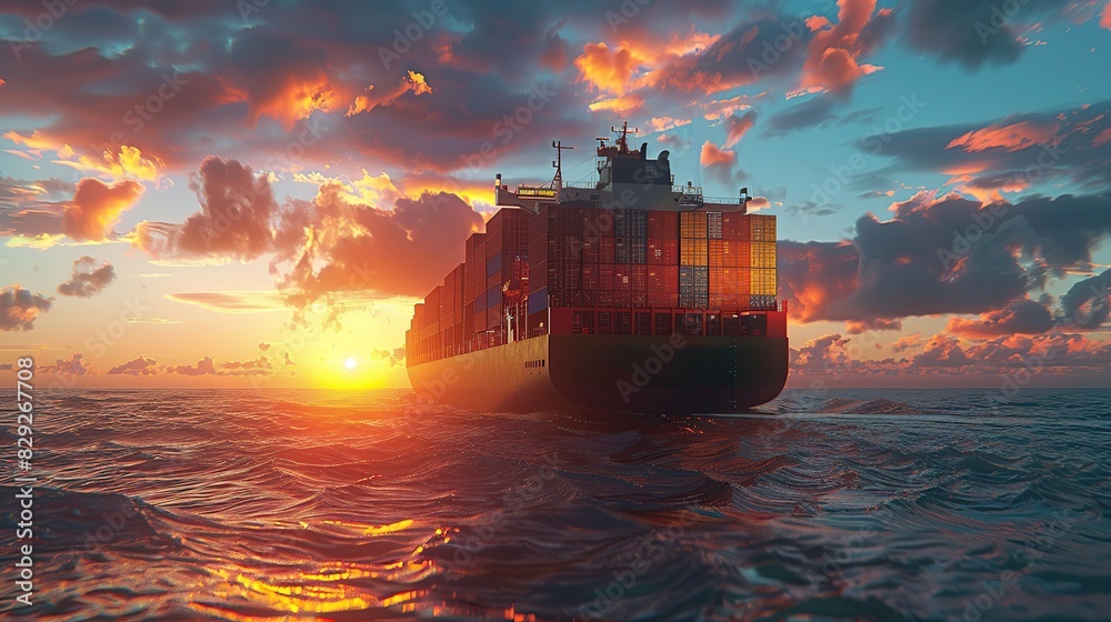 cargo container business ship, global express in the ocean, logistic ...