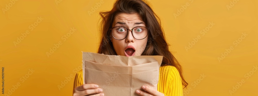 Shocked Businessman, Woman and Child Reading Surprising Letter ...