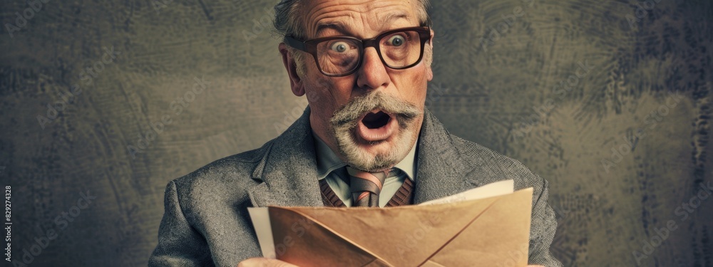 Shocked Businessman, Woman and Child Reading Surprising Letter ...