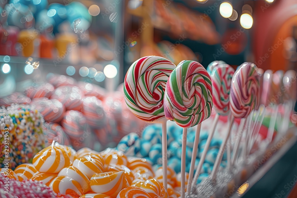 Foto de Colorful sweets and candies, lollipop candies and jelly gums in ...