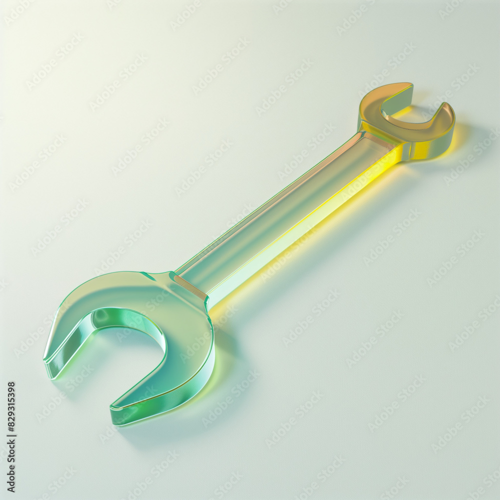 Frosted Glass Wrench with Green and Yellow Gradient: Minimalist and ...