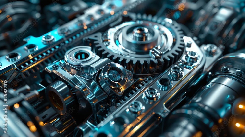 3D Close-Up of Automotive Parts: parts like engines, dashboards, or ...