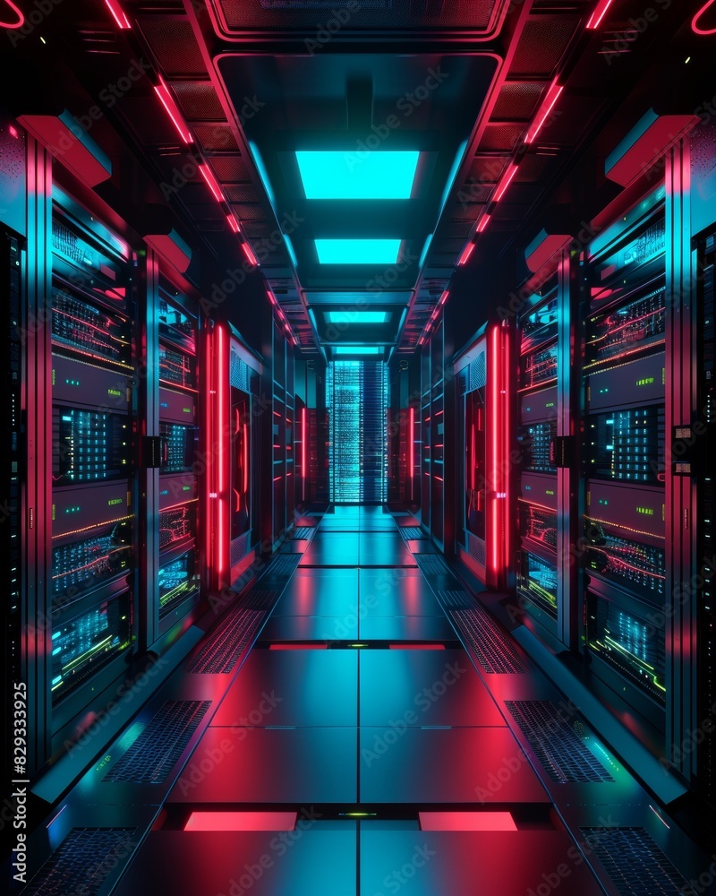 Cybersecurity Awareness Month: Advanced Server Room Illuminated by Data ...