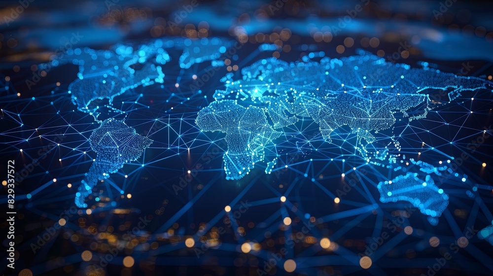 Global Connection Technology and Social Network Concept. World Map with ...