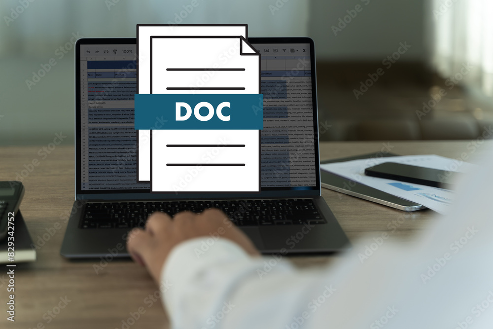 Google Doc on Laptop computer displaying Business documents Data ...