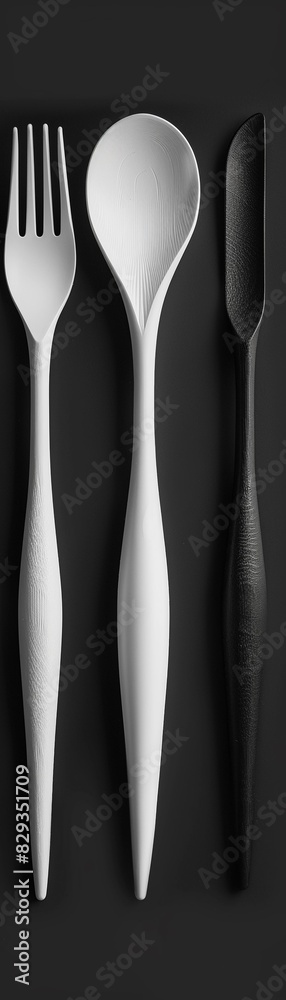 Craft an image showcasing the innovative side view of cutlery designed ...