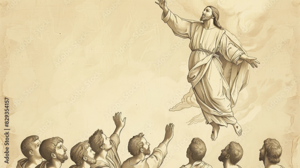 Biblical Illustration: The Ascension, Jesus Ascending into Heaven ...
