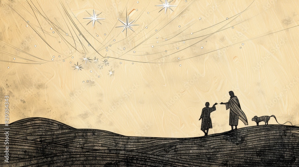 ภาพประกอบสต็อก Biblical Illustration: The Call of Abraham, God Calling ...