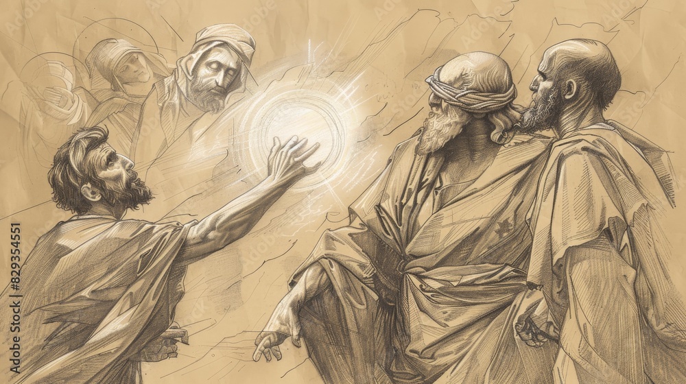 Biblical Illustration: The Conversion of Saul, Blinded on Road to ...