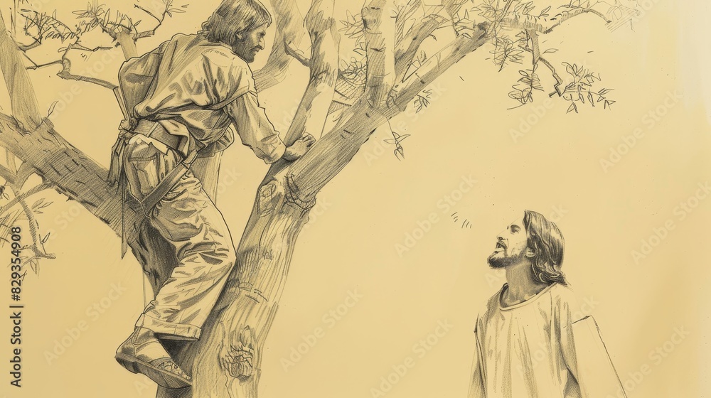 Biblical Illustration: Zacchaeus in the Sycamore Tree, Jesus Calling ...