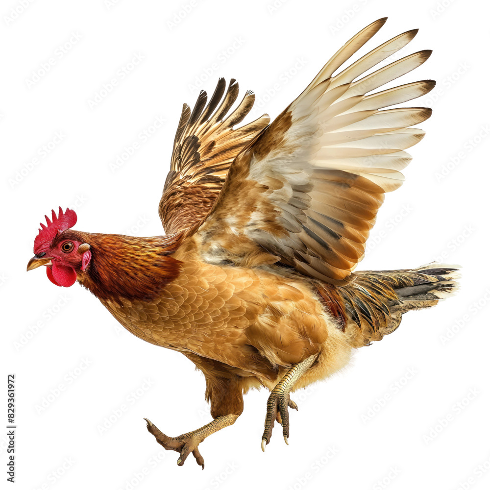Hen with open wings isolated on white or transparent background, png ...