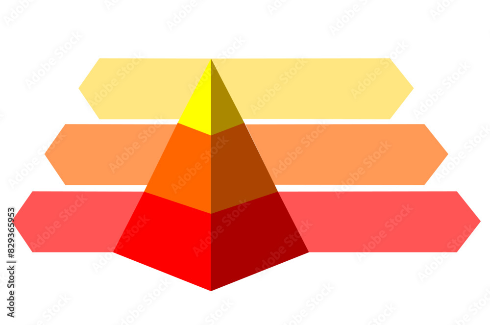 Infographic illustration of yellow and red triangles divided and cut ...