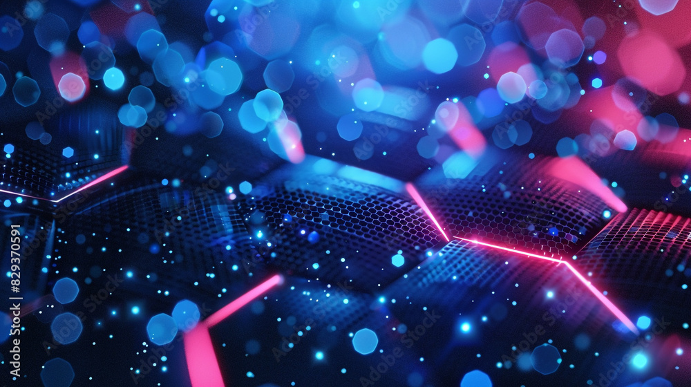 Produce an image featuring delicate hexagonal arrangements made of tiny dots, set against a ...