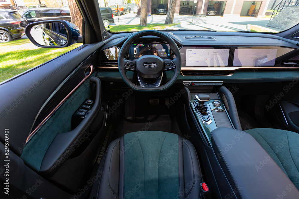 Novosibirsk, Russia - May 15, 2024: Geely Monjaro, Interior view of car ...