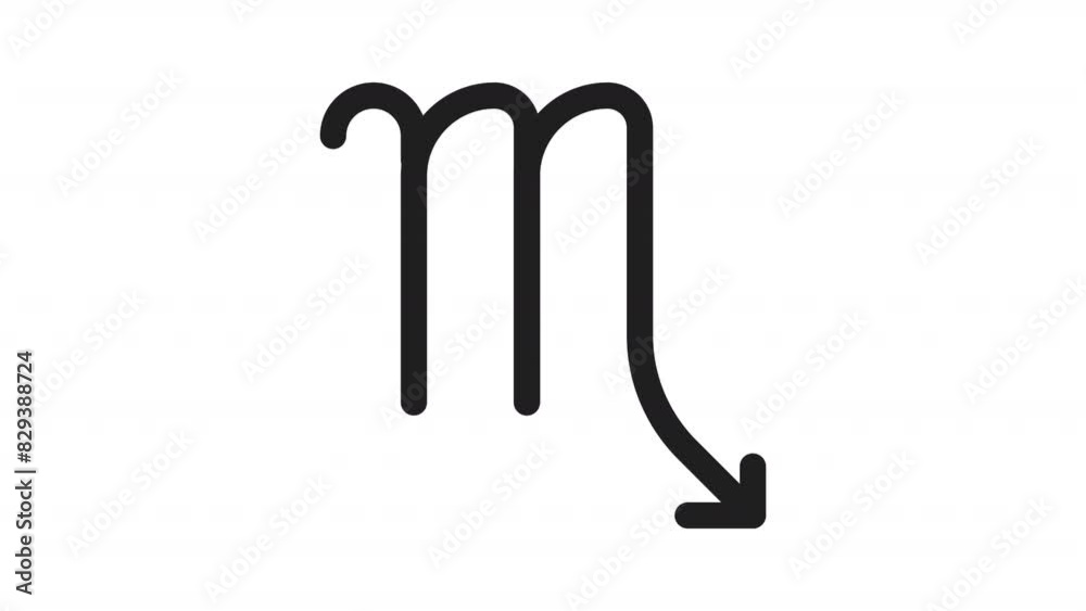 Animated scorpio sign icon. Symbol of scorpio with arrow line animation ...