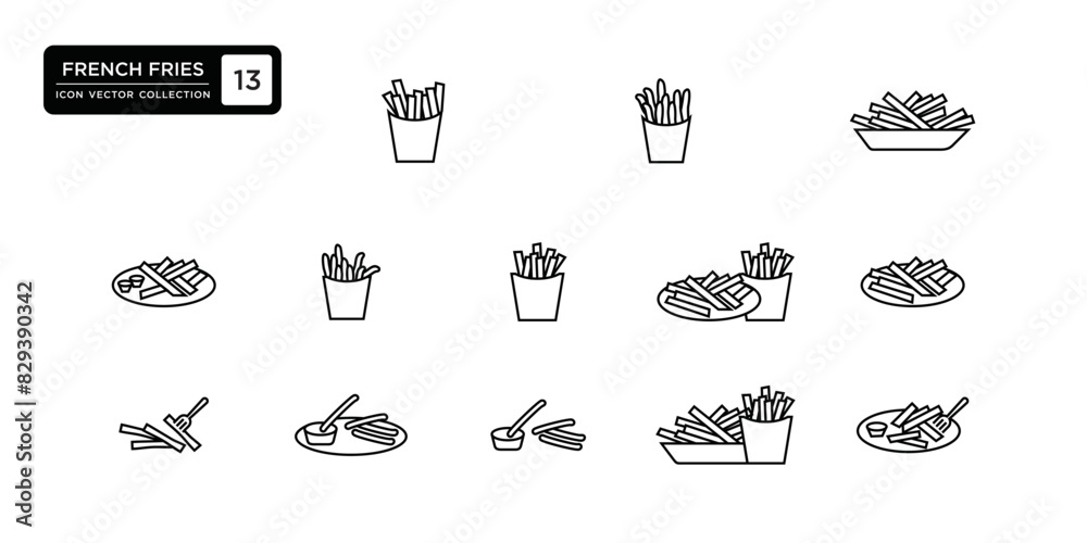 French fries icon collection, vector icon templates editable and ...
