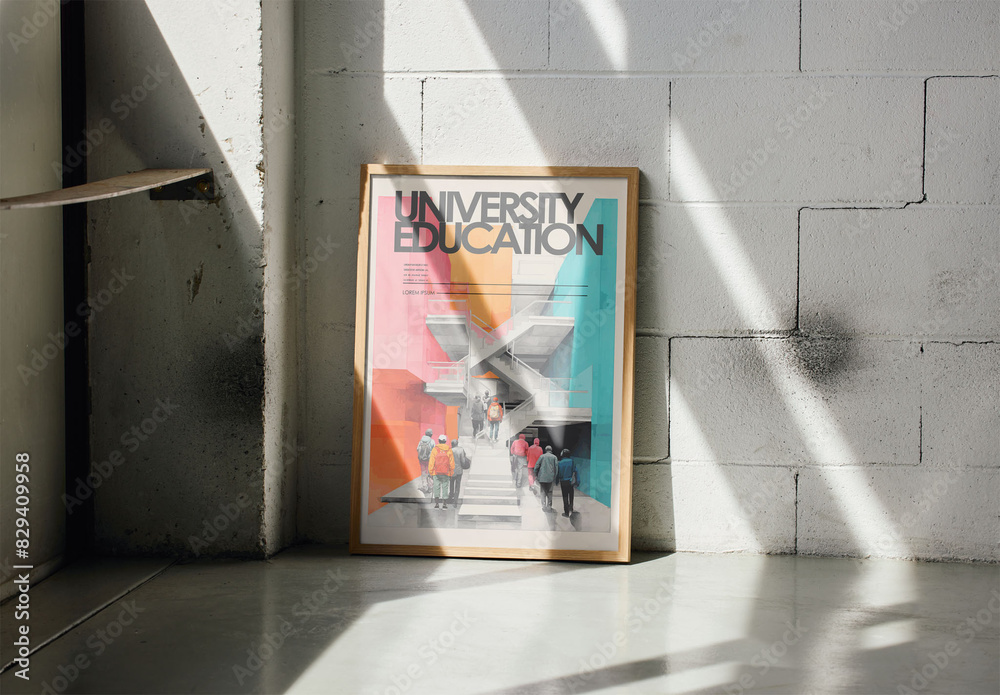 Mockup of vertical customized picture frame leaning against wall Stock ...