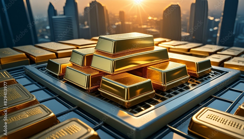 gold graph with sign, street traffic, gold and besqet city bus station ...