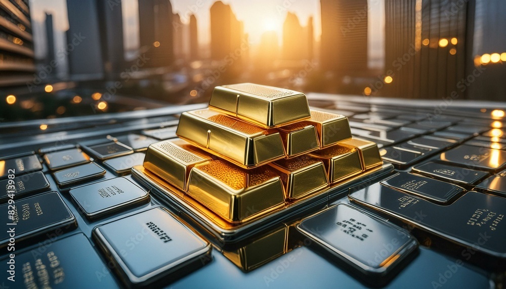 gold graph with sign, street traffic, gold and besqet city bus station ...