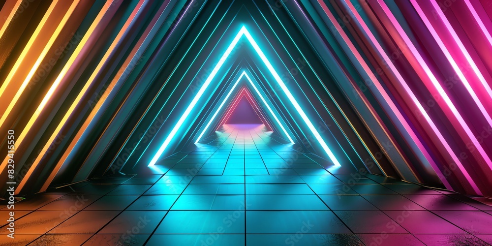 neon triangle light art wallpaper wallpaper, in the style of ...