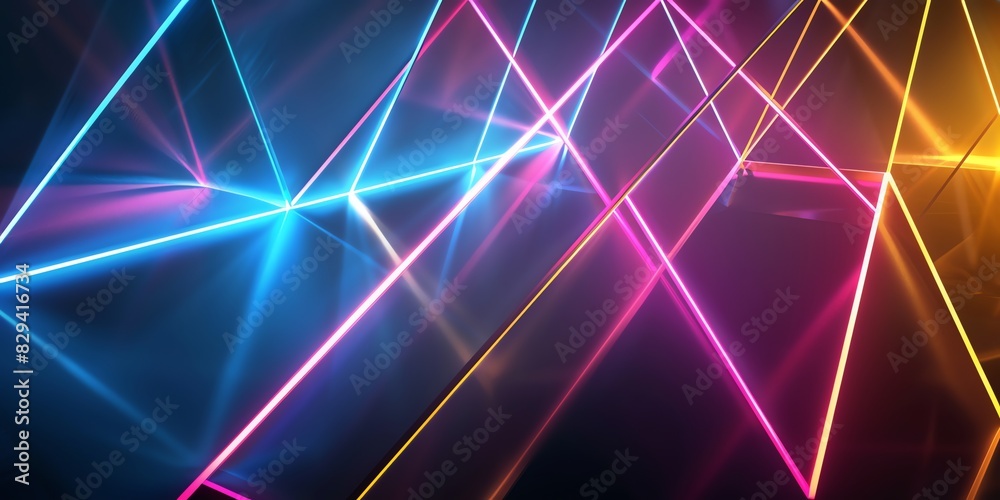 ภาพประกอบสต็อก neon triangle light art wallpaper wallpaper, in the ...