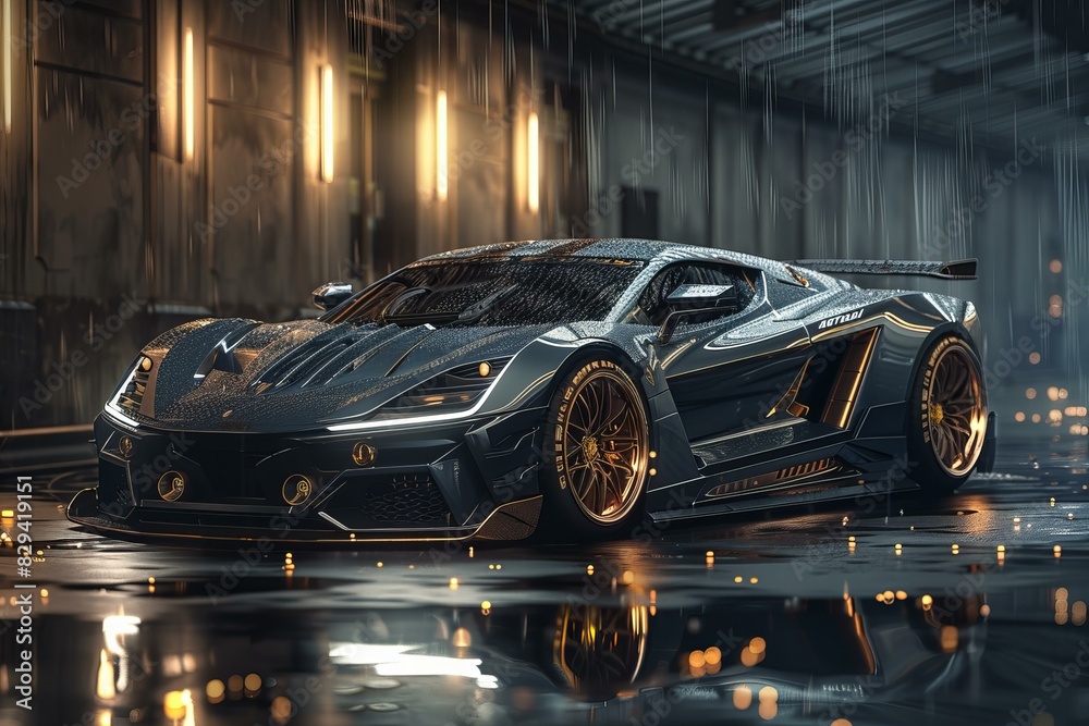 Depicting a dark gloomy background for a super car, high quality, high ...