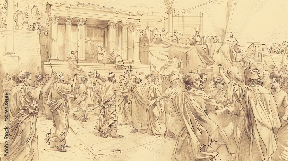 Biblical Illustration: The Rebuilding of the Temple, Zerubbabel and ...