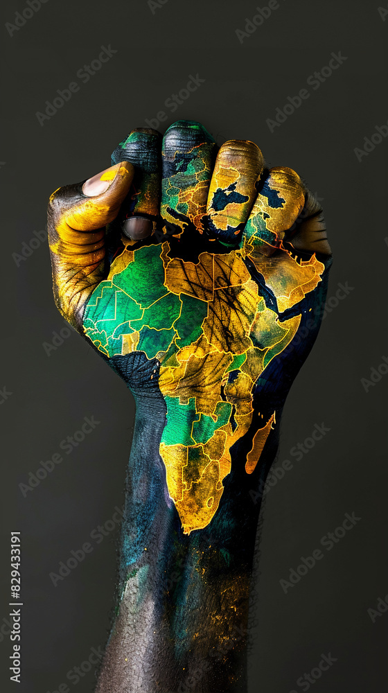 Hand Painted with African Continent in a Fist, A hand painted with the ...