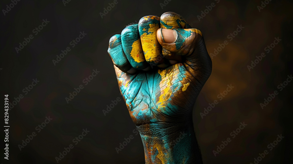 Hand Painted with African Continent in a Fist, A hand painted with the ...
