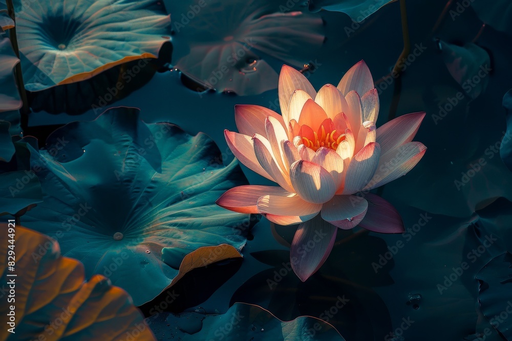 Artistic illustration of lotus flowers with butterflies, ideal for ...