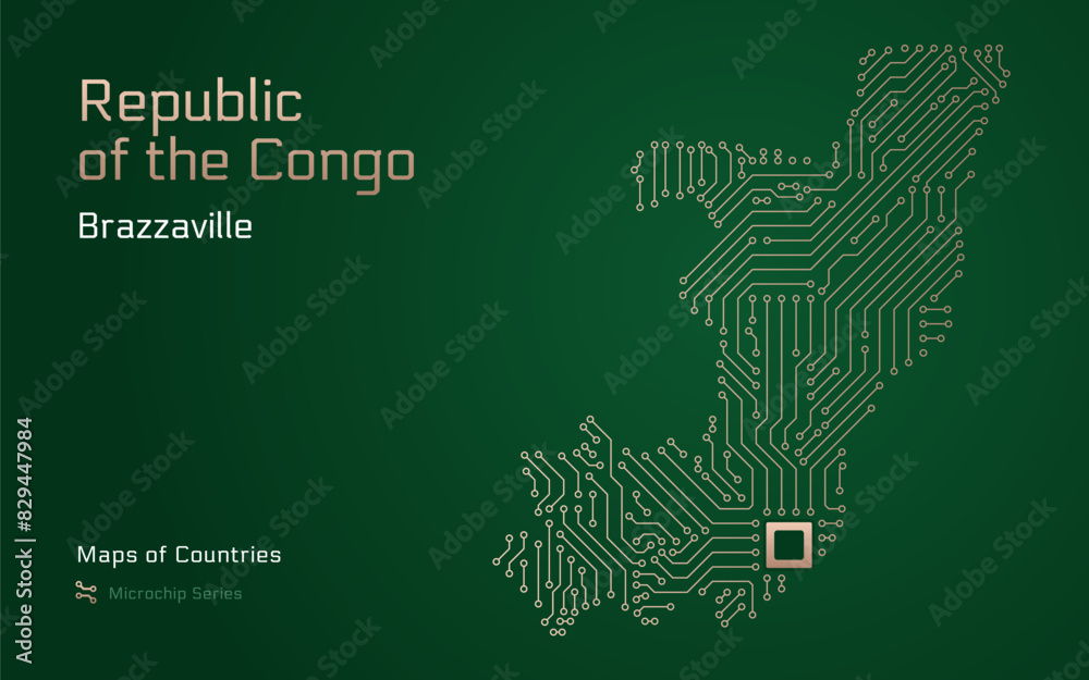 Republic of the Congo Map with a capital of Brazzaville Shown in a ...