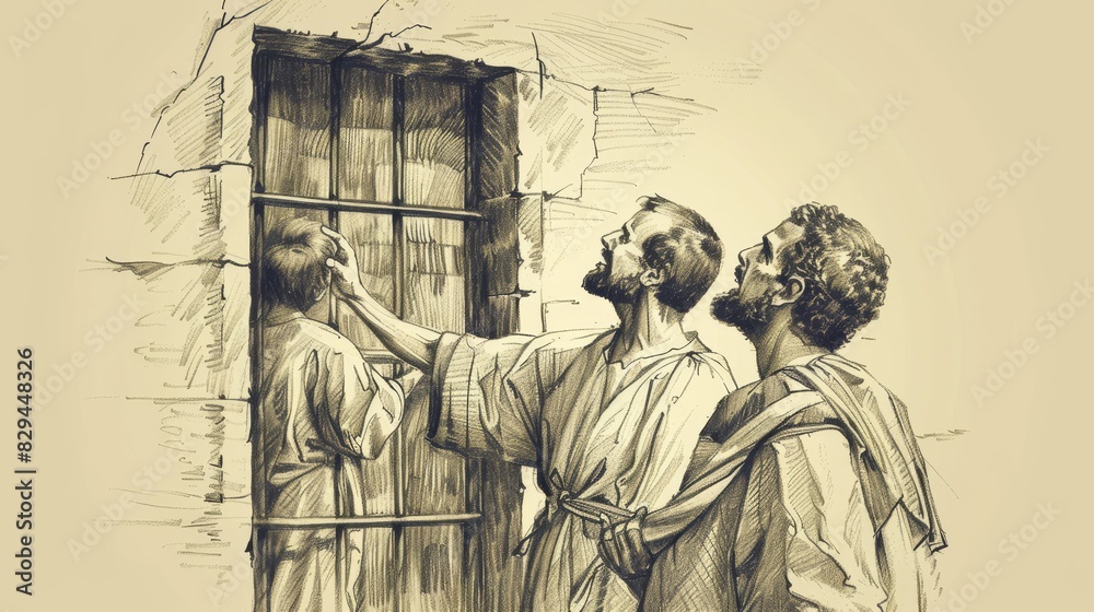 Biblical Illustration: Paul and Silas in Prison, Singing Hymns ...