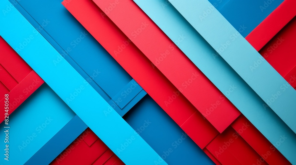 red and blue stripes border the top, red and blue alternating in the ...