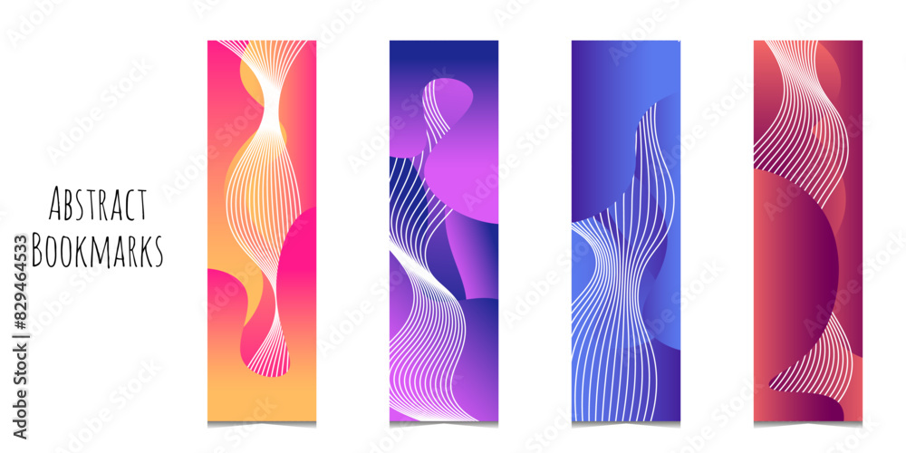 Rectangular bookmarks set with abstract brights gradients spots and ...